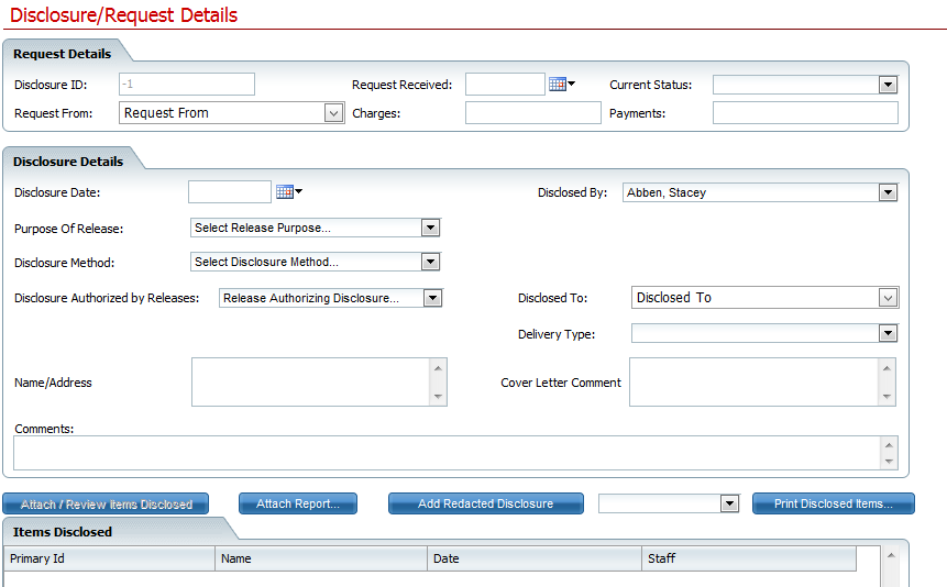 Disclosures Details Page